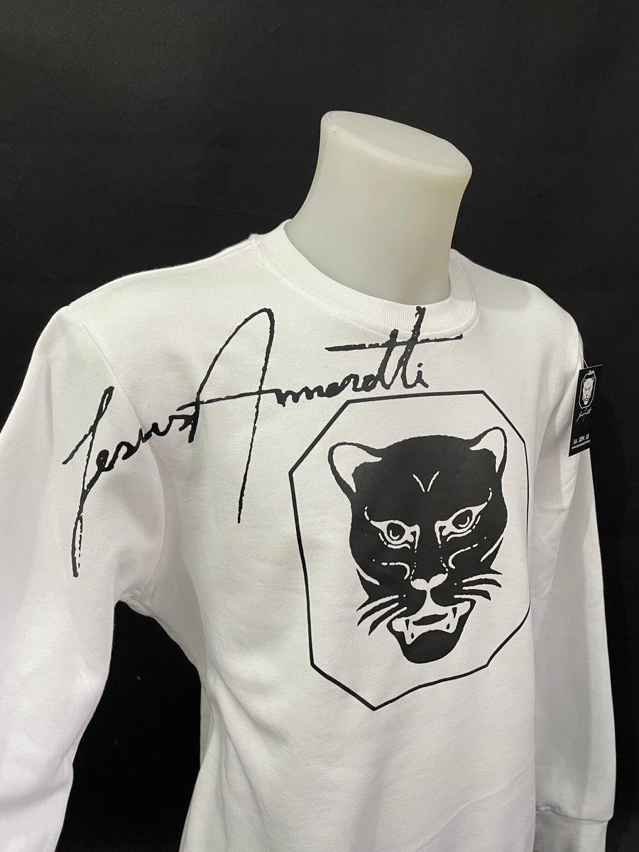 Jesus Amoretti | White Sweater Amoretti Logo